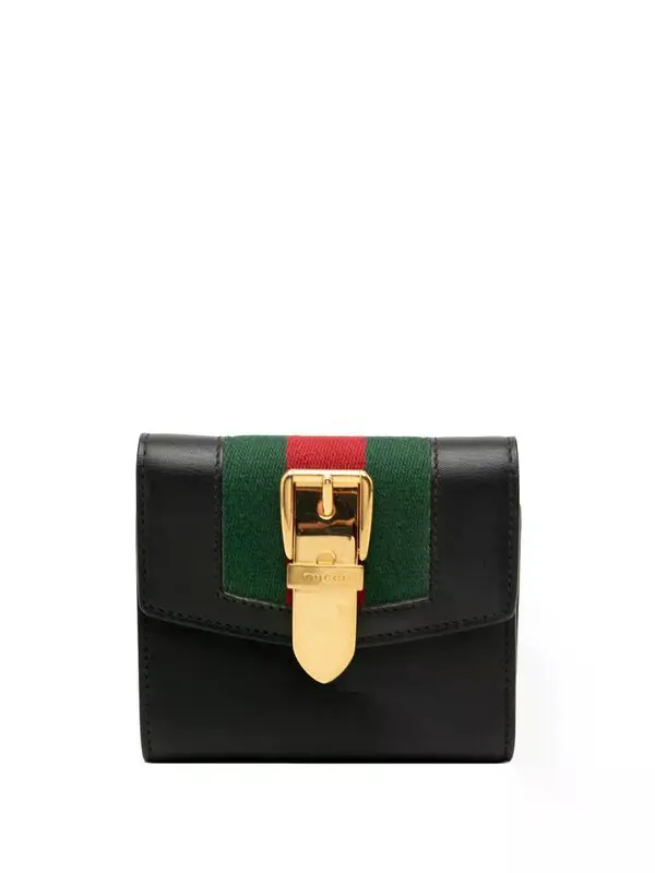 Gucci 2000-2015 Calfskin Web Sylvie Trifold Wallet Small Wallets