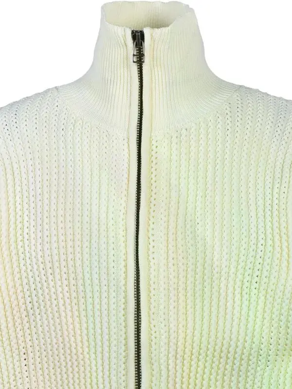 BREATH Ribbed-knit Zip-up Cardigan