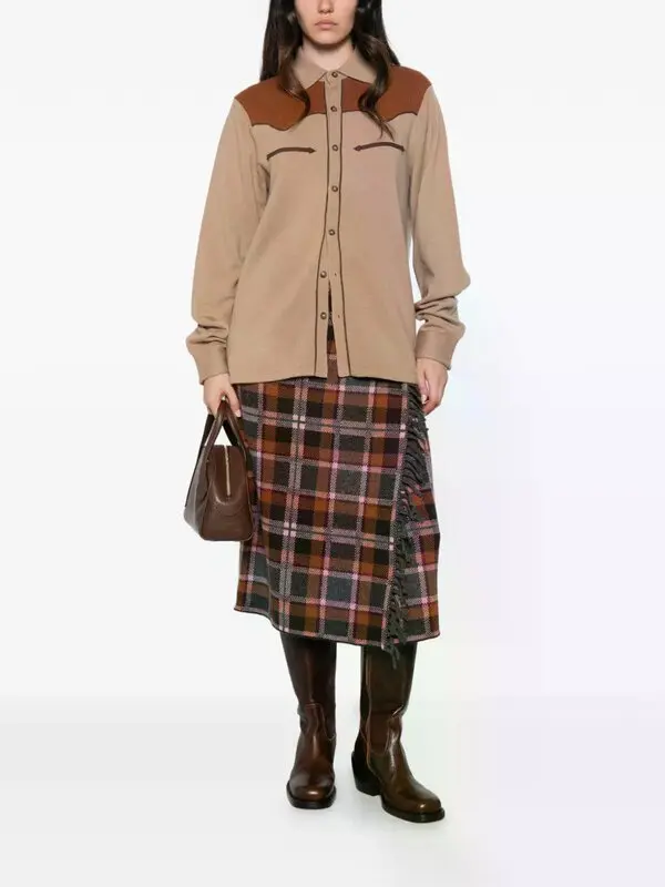 Guest In Residence Plaid Fringed Skirt