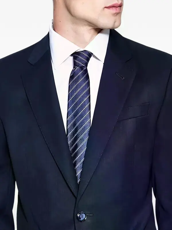 Giorgio Armani Logo-embroidered Silk Tie - Blue