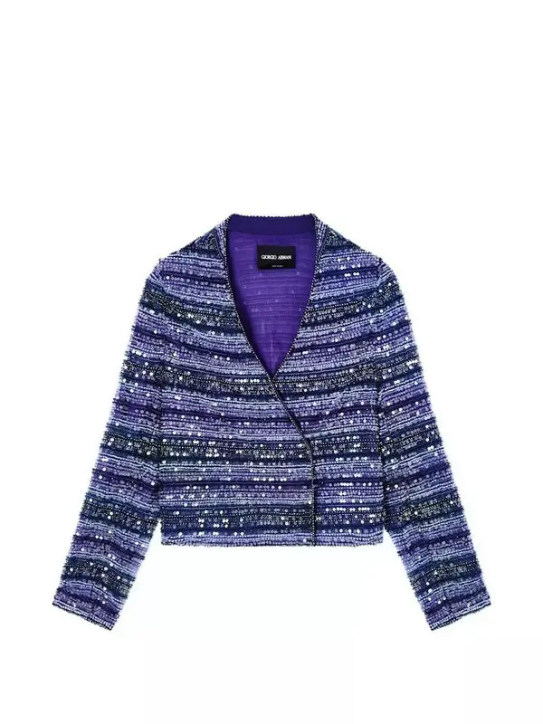 Giorgio Armani Sequin-embellished Striped Jacket - Purple