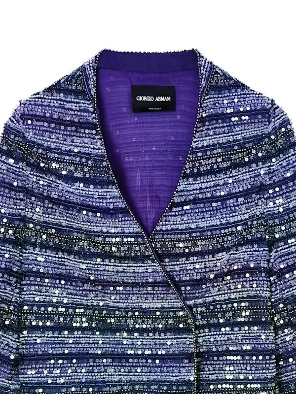 Giorgio Armani Sequin-embellished Striped Jacket - Purple