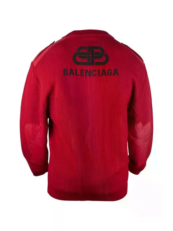 Balenciaga Logo-embroidered Ribbed-knit Sweater