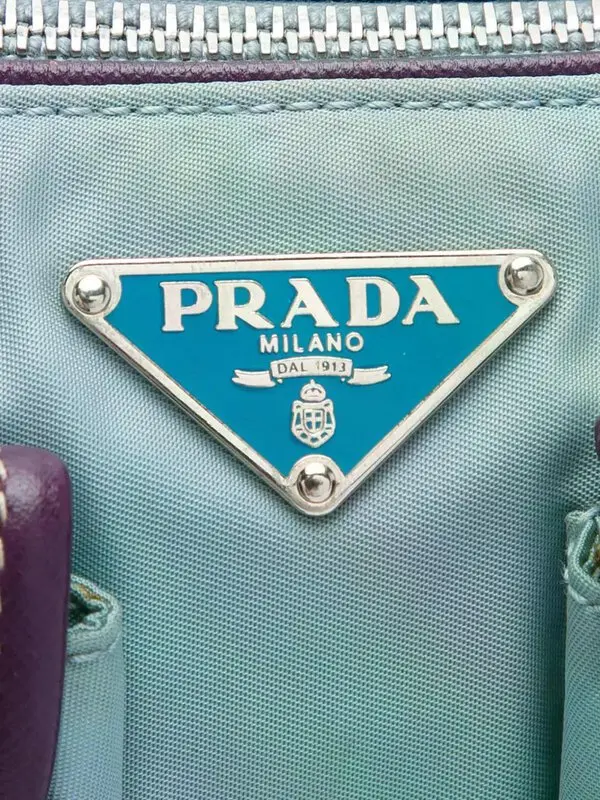 Prada 2013-2026 Saffiano Trimmed Tessuto Front Pocket Zip Top Shoulder Bag