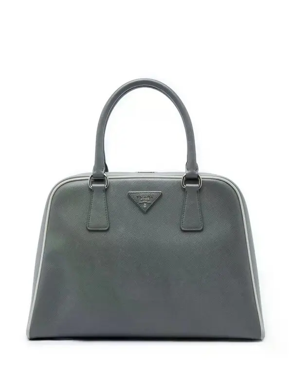 Prada 2010-2026 Saffiano Lux Pyramid Frame Handbag - Grey