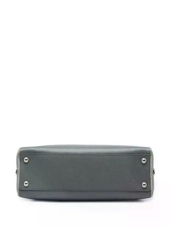 Prada 2010-2026 Saffiano Lux Pyramid Frame Handbag - Grey