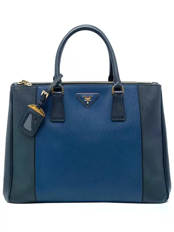 Prada 2010-2026 Medium Bicolor Saffiano Lux Galleria Double Zip Satchel