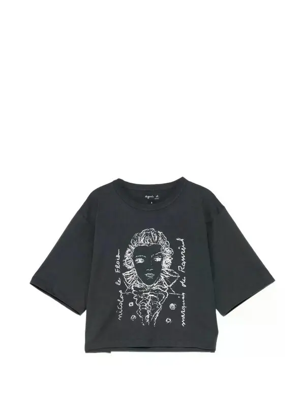 AGNES B. Graphic-print Cropped T-shirt
