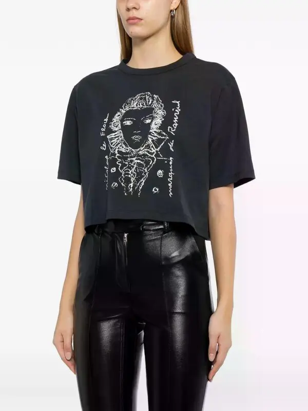 AGNES B. Graphic-print Cropped T-shirt