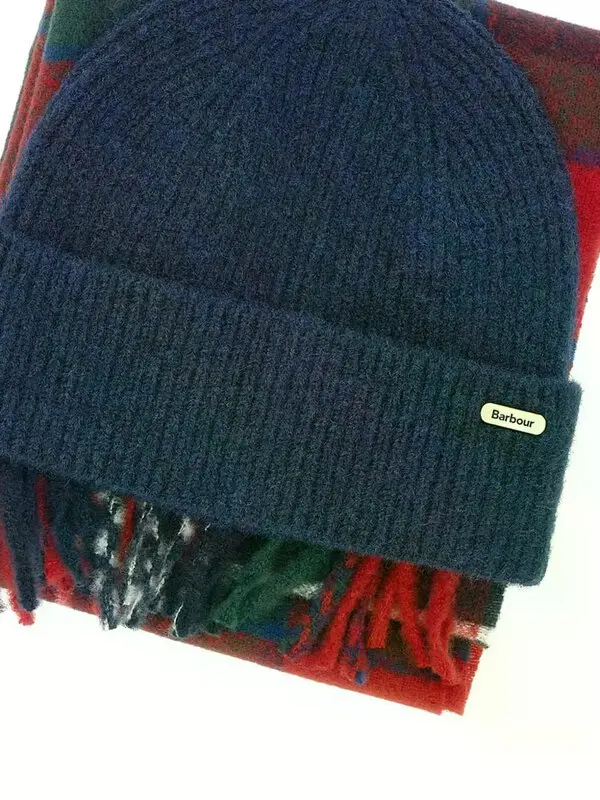 Barbour Olivia Tartan Fringed Beanie Hat And Scarf Set