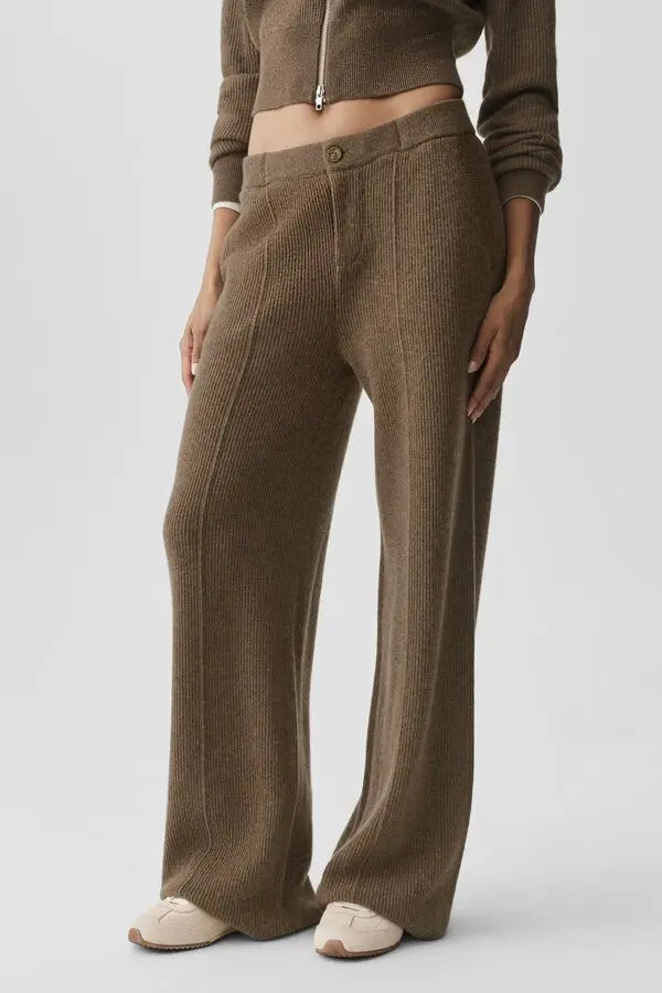 Alo Yoga Cashmere Wool Low-rise Harmony Trouser Regular - Java Brown Heather