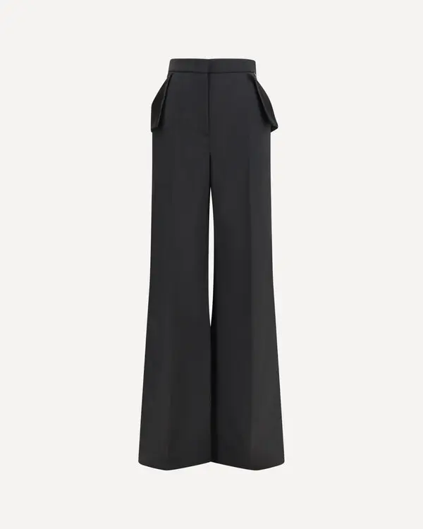 NISSA Wide-leg Wool-blend Pants