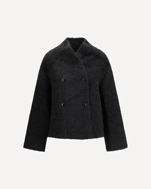 Loulou De Saison Wes Double Breasted Alpaca Jacket - Black