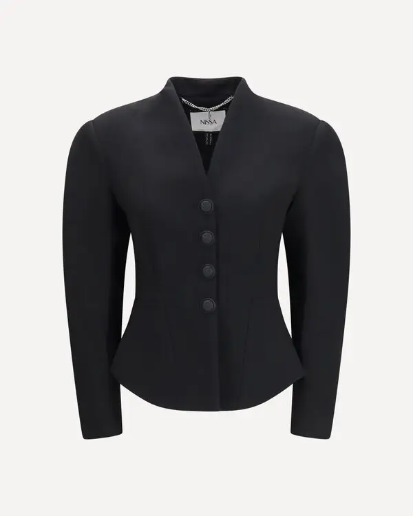 NISSA Tailored Wool-blend V-neck Jacket
