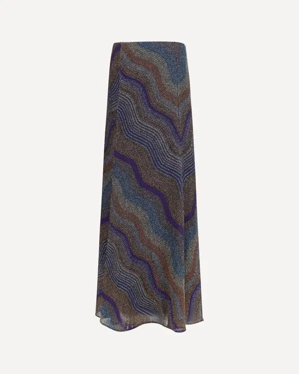 Missoni Sequined Chevron Lamé Viscose Long Skirt
