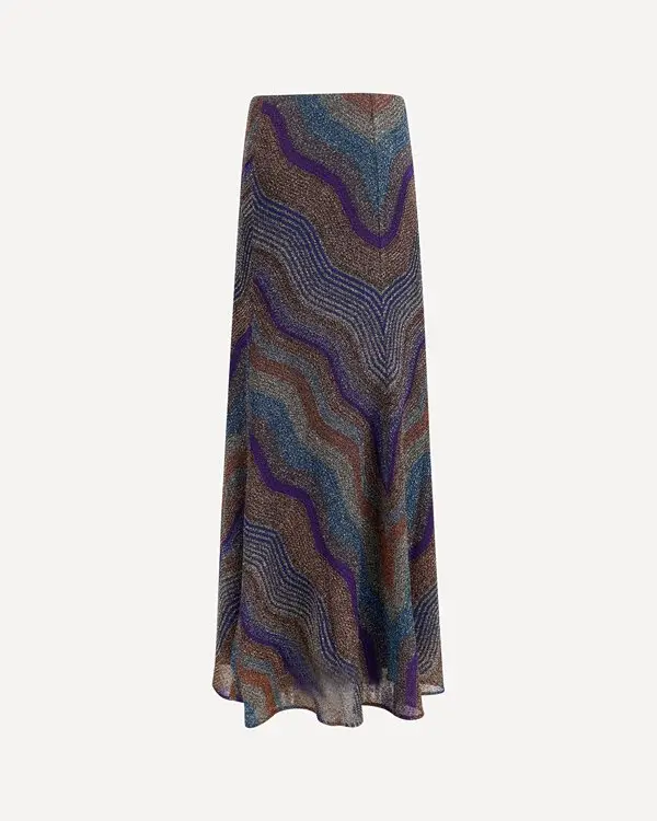 Missoni Sequined Chevron Lamé Viscose Long Skirt