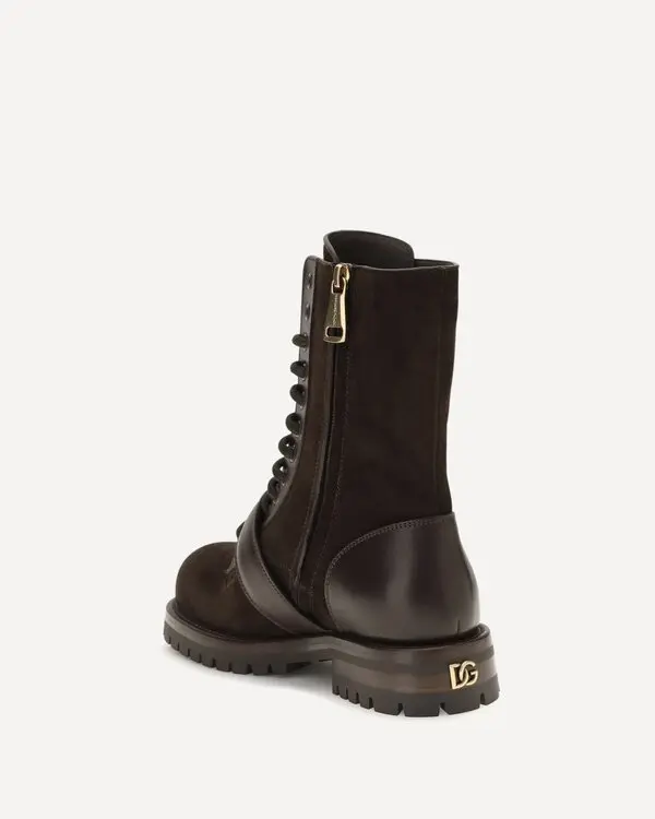 Dolce & Gabbana Leather And Suede Buckle Ankle Boots