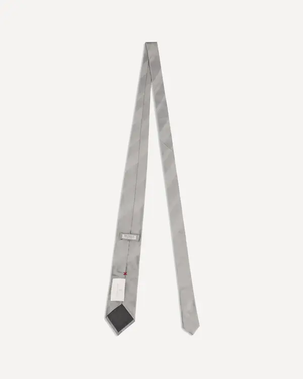 Brunello Cucinelli Striped Silk Tie - Grey