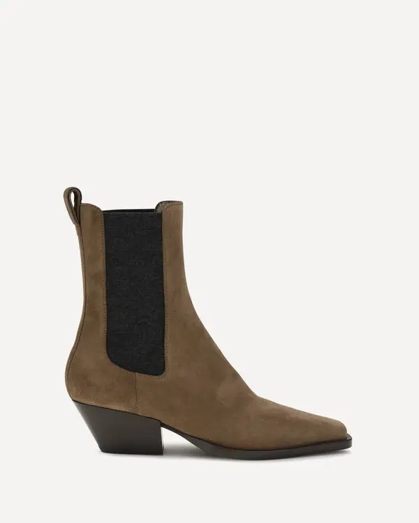 Brunello Cucinelli Suede Texan Ankle Boots - Brown