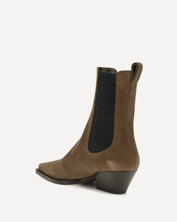 Brunello Cucinelli Suede Texan Ankle Boots - Brown