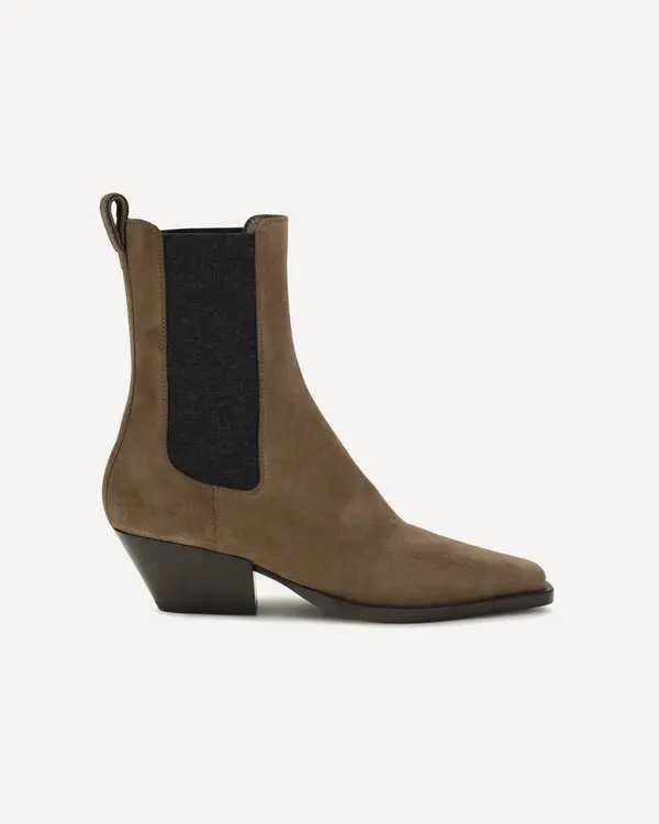 Brunello Cucinelli Suede Texan Ankle Boots - Brown