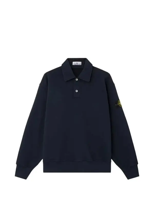 Stone Island Tubular Cotton Fleece Polo Shirt - Blue