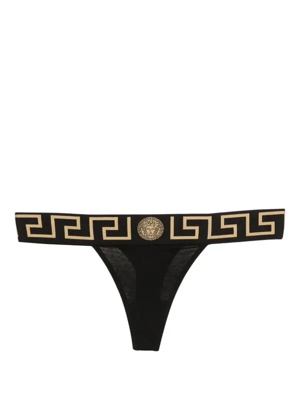 Versace Greek Key Edge Thong - Black