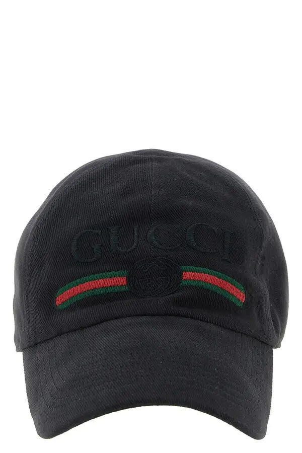 Gucci Web Incrocio Gg' Cap - Black