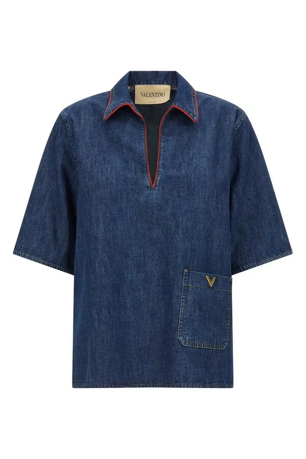 Valentino Garavani Vlogo Signature' Shirt - Blue