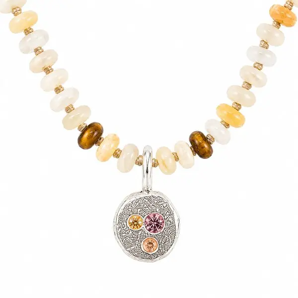 ZOE ALEXANDRIA JEWELLERY Afghan Jade Beaded Necklace & Sapphire Bubble Charm - Silver