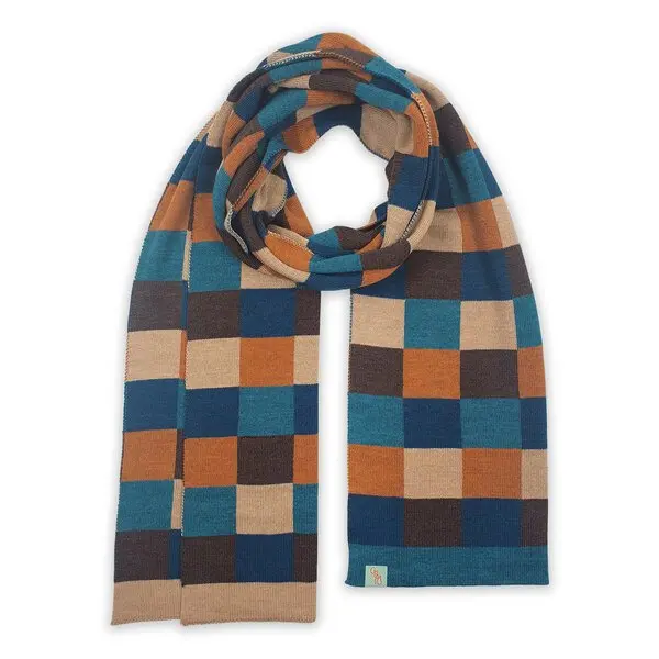 OTTO & SPIKE Scarves Checkered Past Merino - Blue