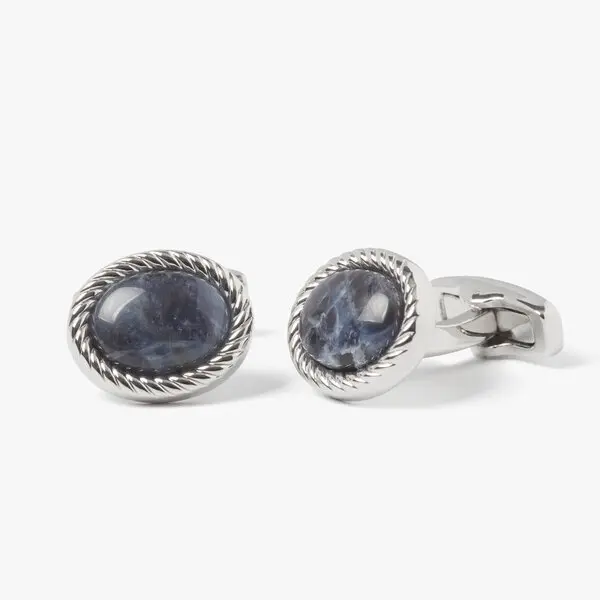 SIMON CARTER Blue / Silver Charles Sodalite Cufflink - Blue/silver