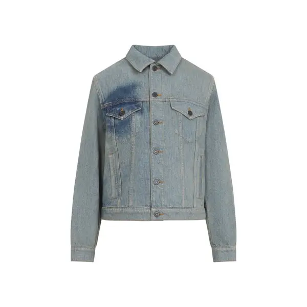 JEAN PAUL GAULTIER Face Print Denim Jacket - Blue