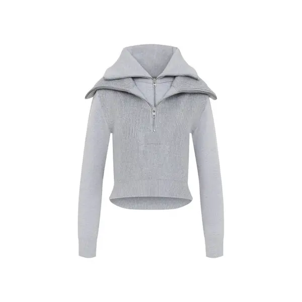 Balenciaga Balenciciaga Double Collar Camionneur Sweater - Gray