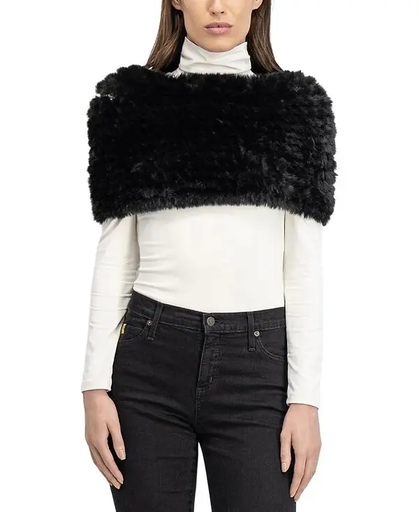 LYLA GRANT Faux Fur Rex Rabbit Knit Cowl - Black