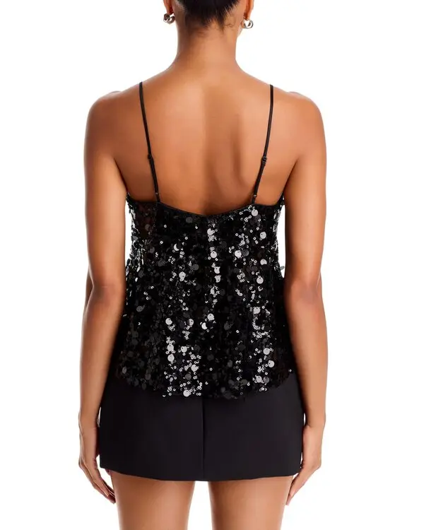 Aqua Paillette V Neck Sleeveless Top Exclusive