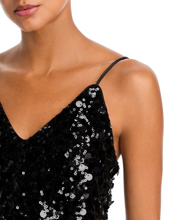 Aqua Paillette V Neck Sleeveless Top Exclusive
