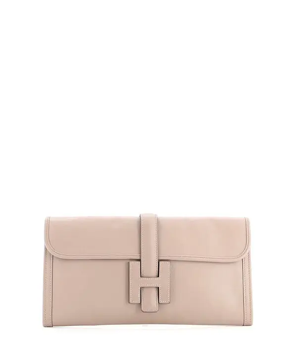 Hermès Jige Elan Swift Leather Clutch - Gray