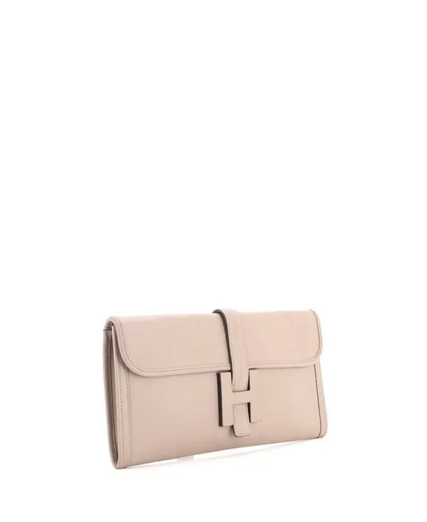 Hermès Jige Elan Swift Leather Clutch - Gray