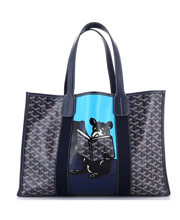 Goyard Mm Villette Tote Printed Coated Canvas - Blue/ Blue/ Brown
