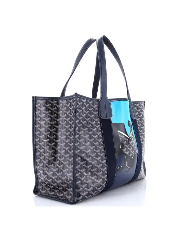 Goyard Mm Villette Tote Printed Coated Canvas - Blue/ Blue/ Brown