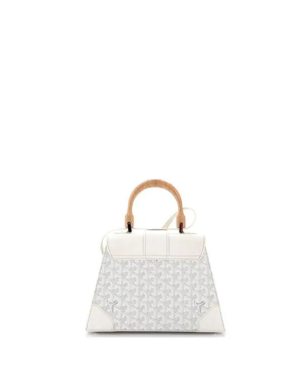 Goyard Pm Saigon Top Handle Bag Coated Canvas With Leather - White