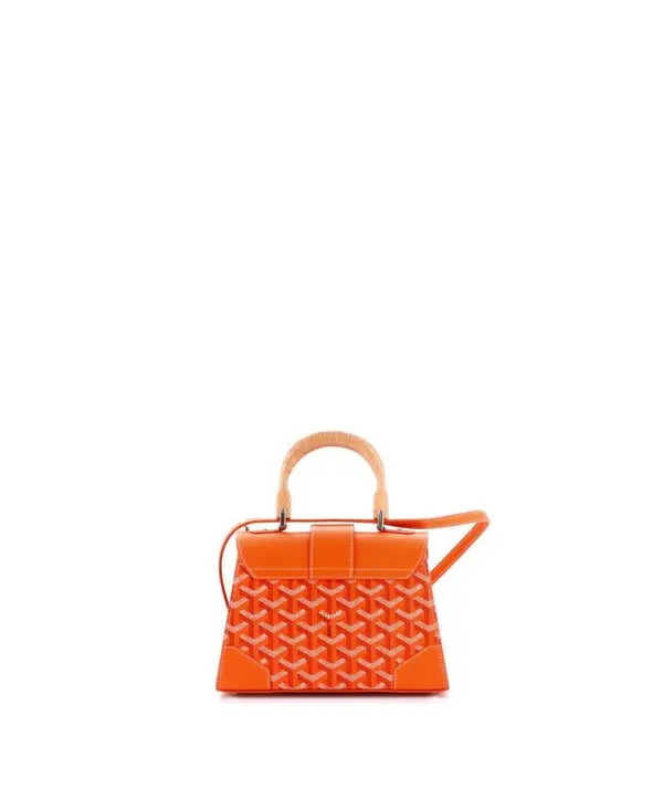 Goyard Structured Saigon Top Handle Bag Coated Canvas With Leather - Orange