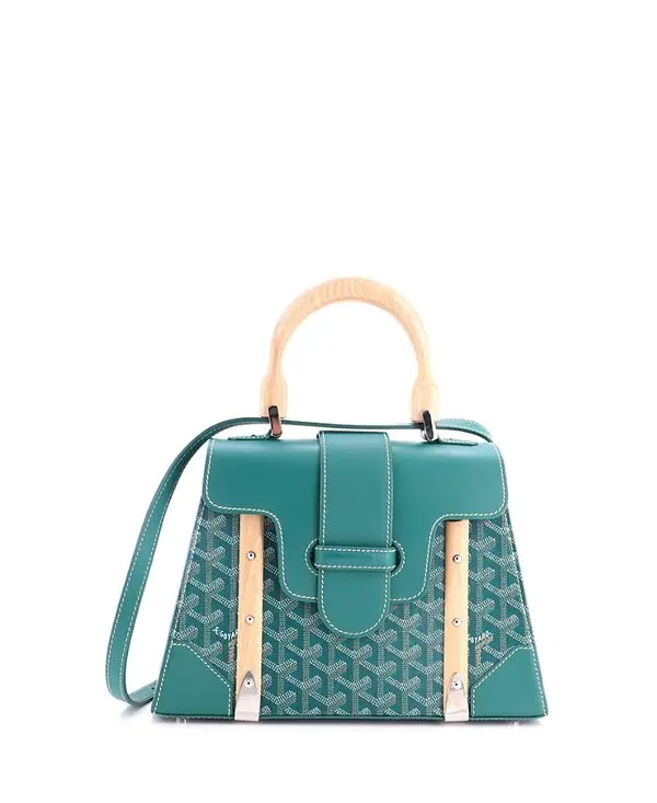 Goyard Pm Saigon Top Handle Bag Coated Canvas With Leather - Green