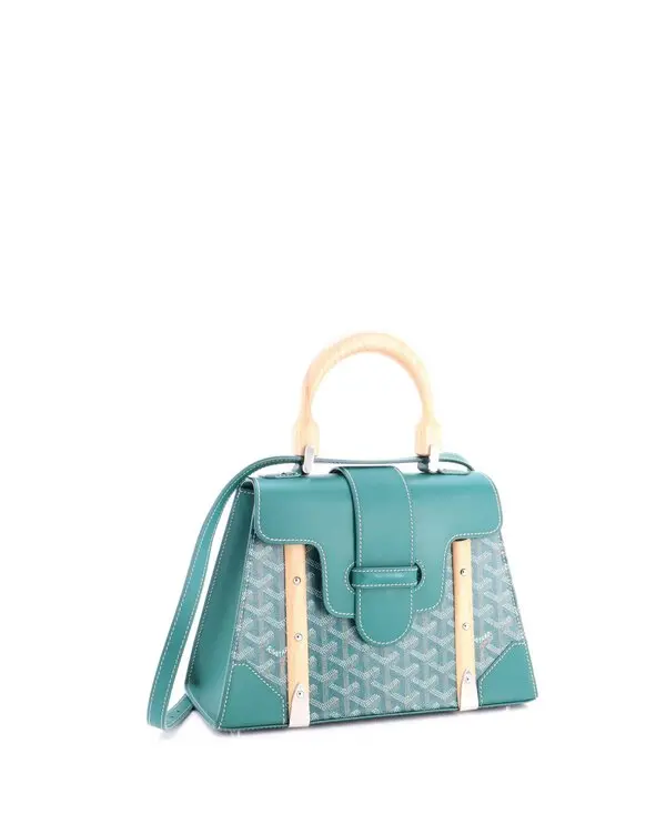 Goyard Pm Saigon Top Handle Bag Coated Canvas With Leather - Green