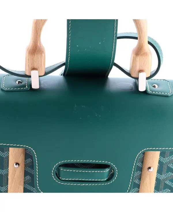 Goyard Pm Saigon Top Handle Bag Coated Canvas With Leather - Green