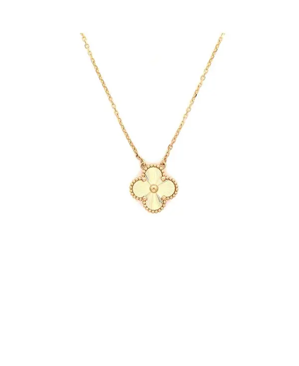 VAN CLEEF & ARPELS Vintage Alhambra Pendant Necklace Guilloche 18k 16 - Gold