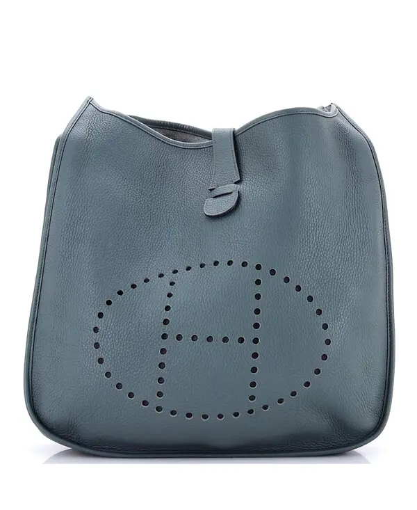 Hermès Evelyne Iii Clemence Leather Crossbody - Blue
