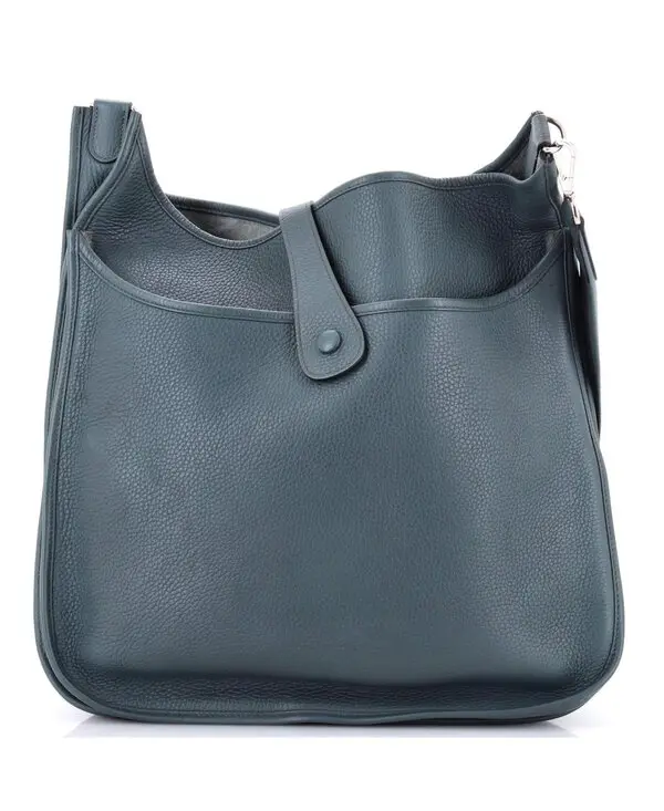 Hermès Evelyne Iii Clemence Leather Crossbody - Blue