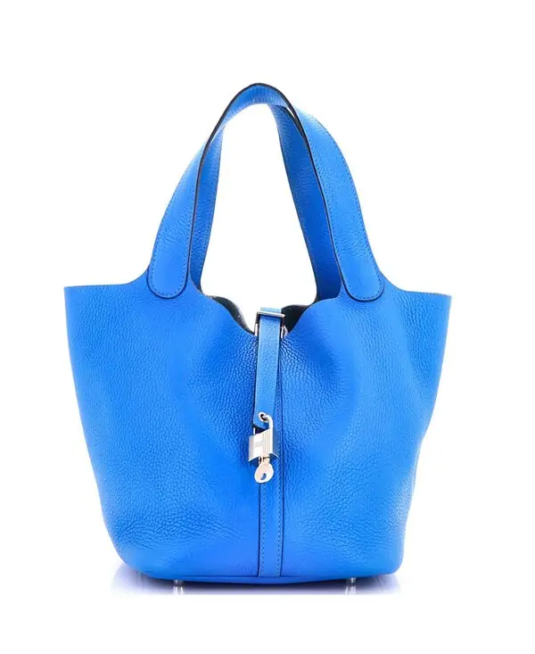Hermès Mm Picotin Lock Bag Clemence - Blue